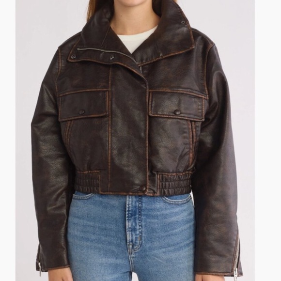 Blank NYC | Jackets & Coats | Blank Nyc Faux Leather Washed High Collar ...